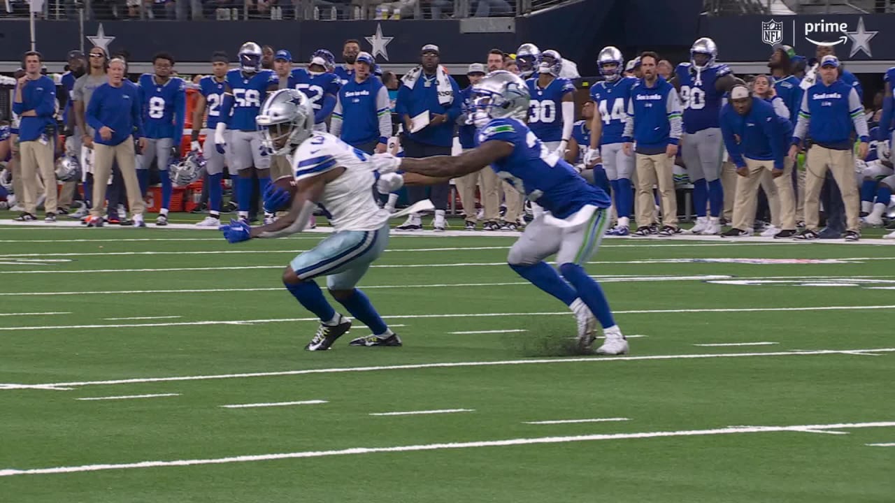 Dallas Cowboys wide receiver Brandin Cooks hits the B button in the red ...