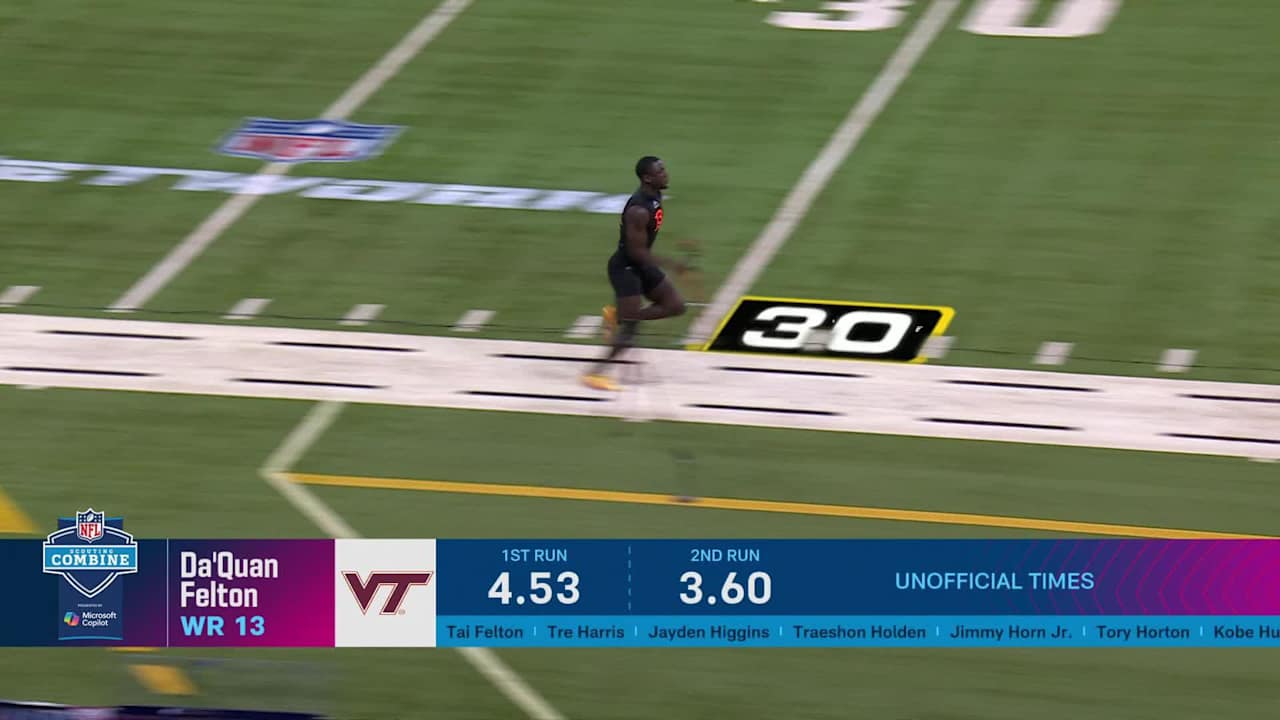 Wide receiver Da'Quan Felton runs official 4.50-second 40-yard dash at ...