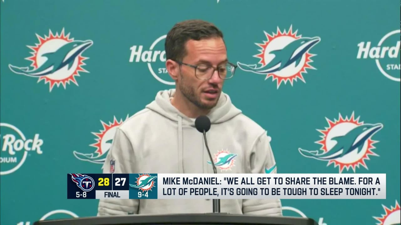 Miami Dolphins head coach Mike McDaniel talks to press following Week ...