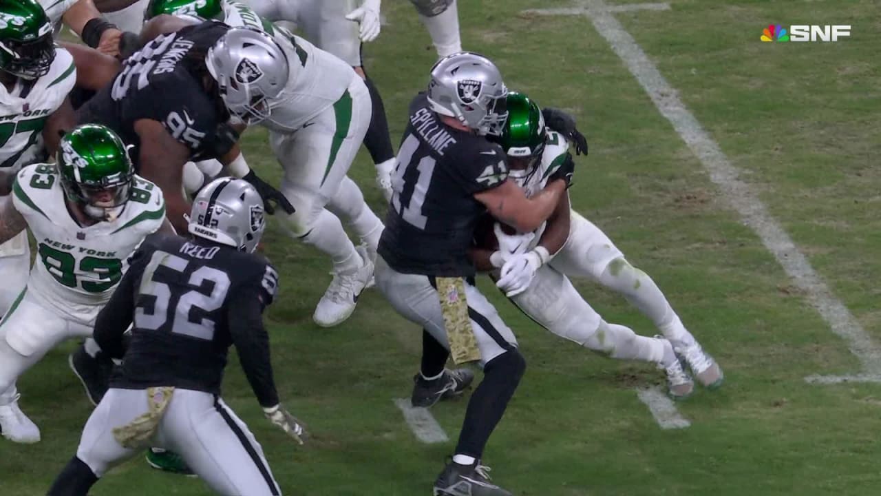 Las Vegas Raiders linebacker Robert Spillane's authoritative tackle for ...