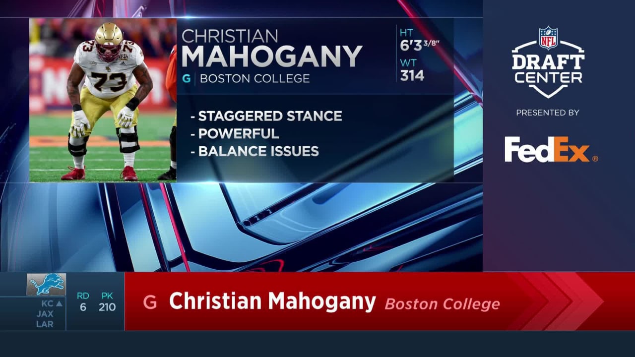Detroit Lions select center Christian Mahogany with No. 210 pick in ...