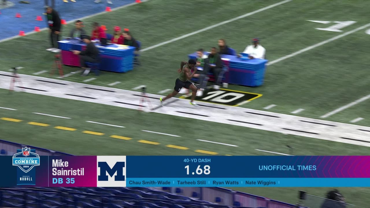 Cornerback Mike Sainristil runs 40-yard dash at 2024 combine