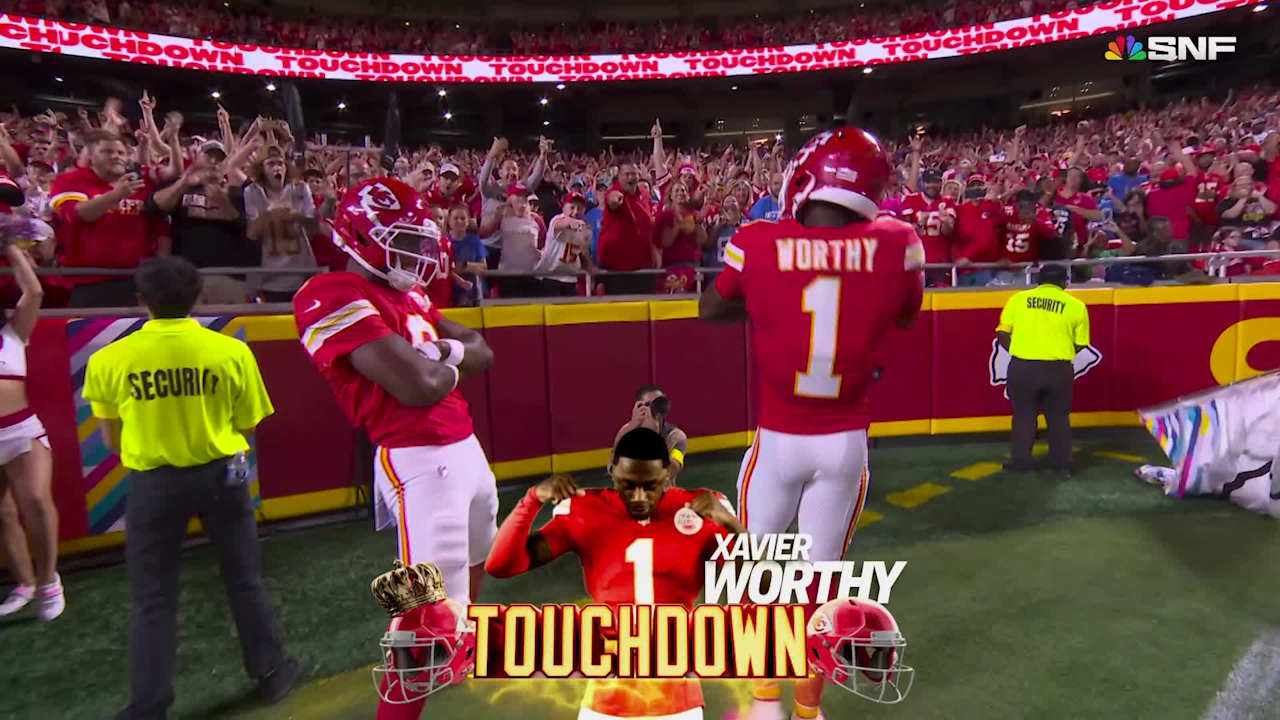 Kansas City Chiefs wide receiver Xavier Worthy's first touchdown catch ...