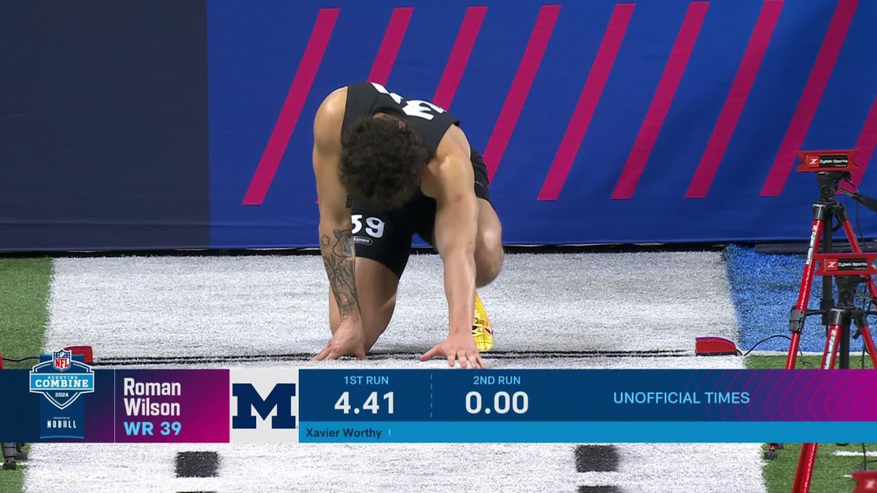 Wide receiver Roman Wilson runs 40-yard dash at 2024 combine