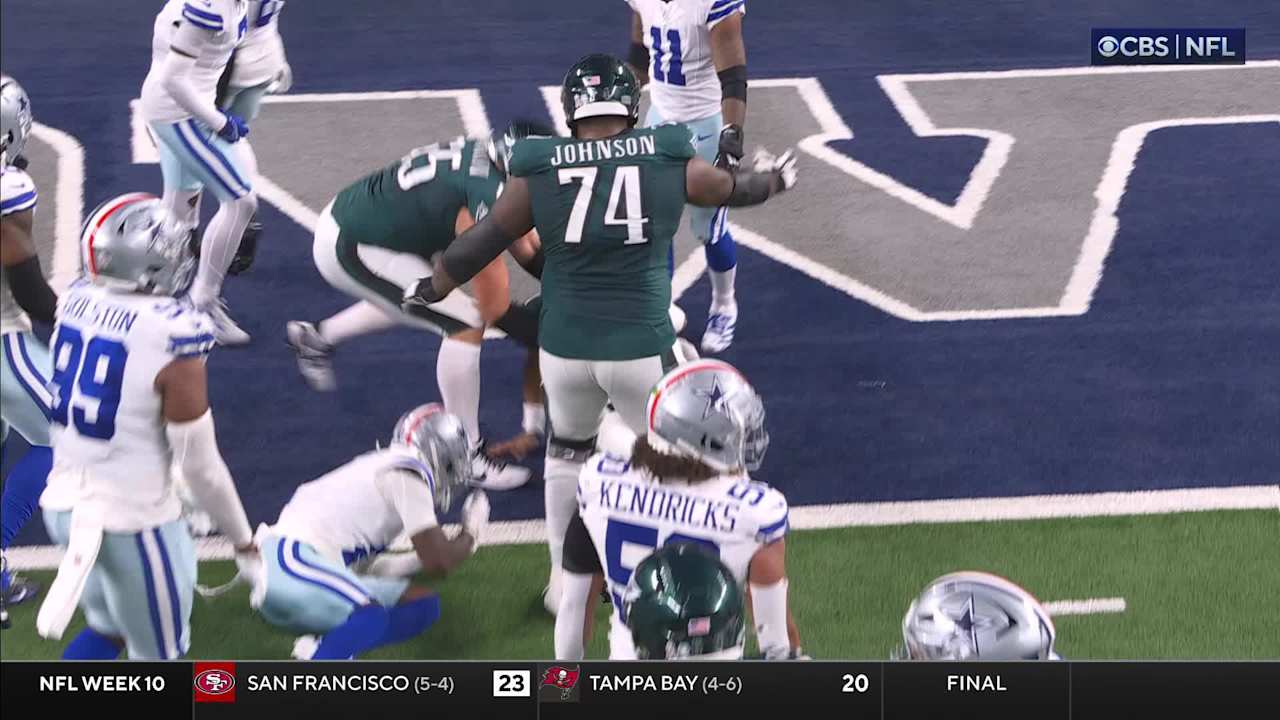 Philadelphia Eagles quarterback Jalen Hurts' 10th rush TD of '24 increases Eagles' lead to 27-6 ...