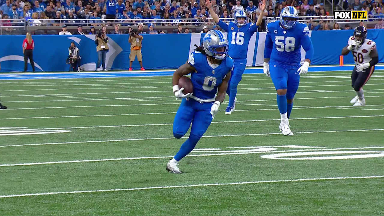 Detroit Lions running back Jahmyr Gibbs hits 22.42 MPH on 42-yard gain ...