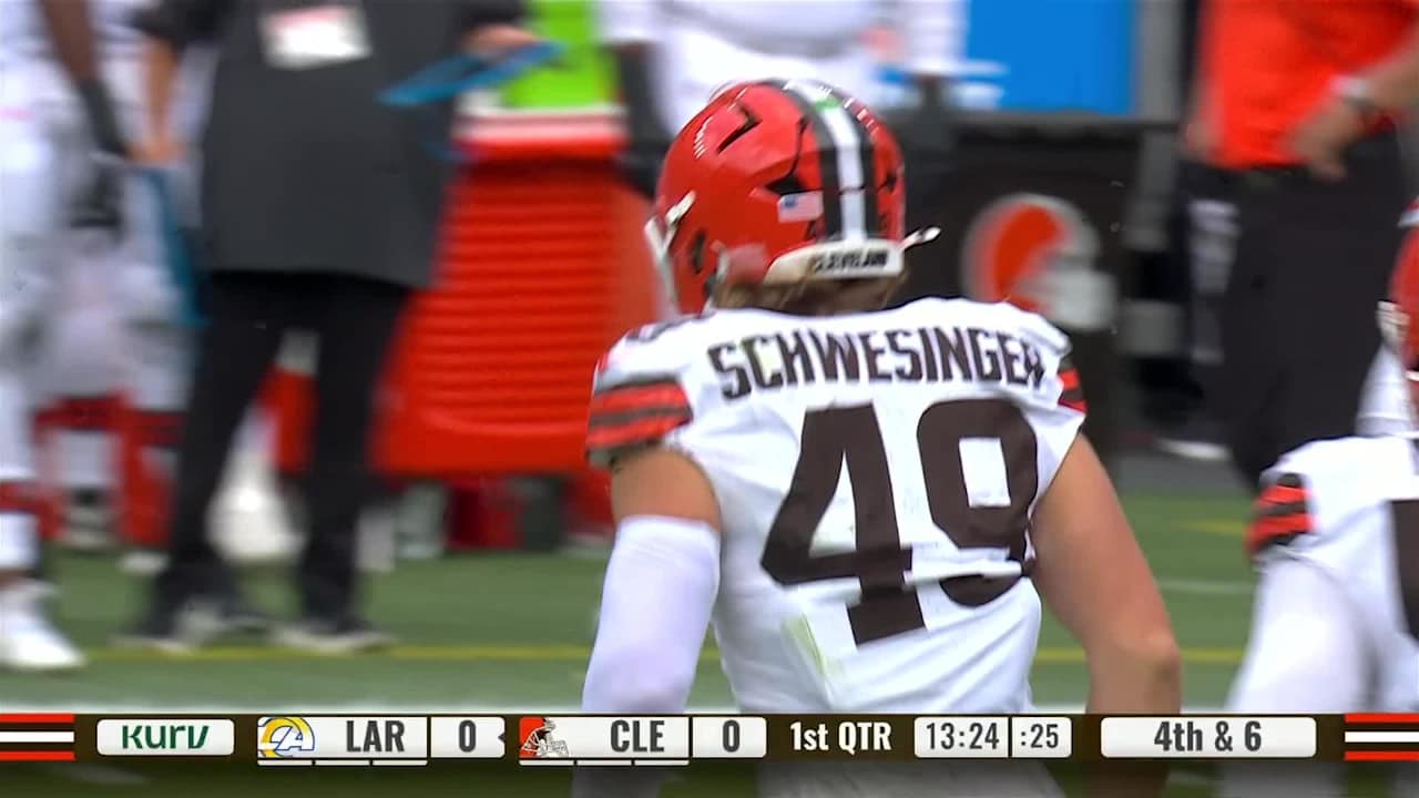 Cleveland Browns linebacker Carson Schwesinger's speedy blitz ends Los ...