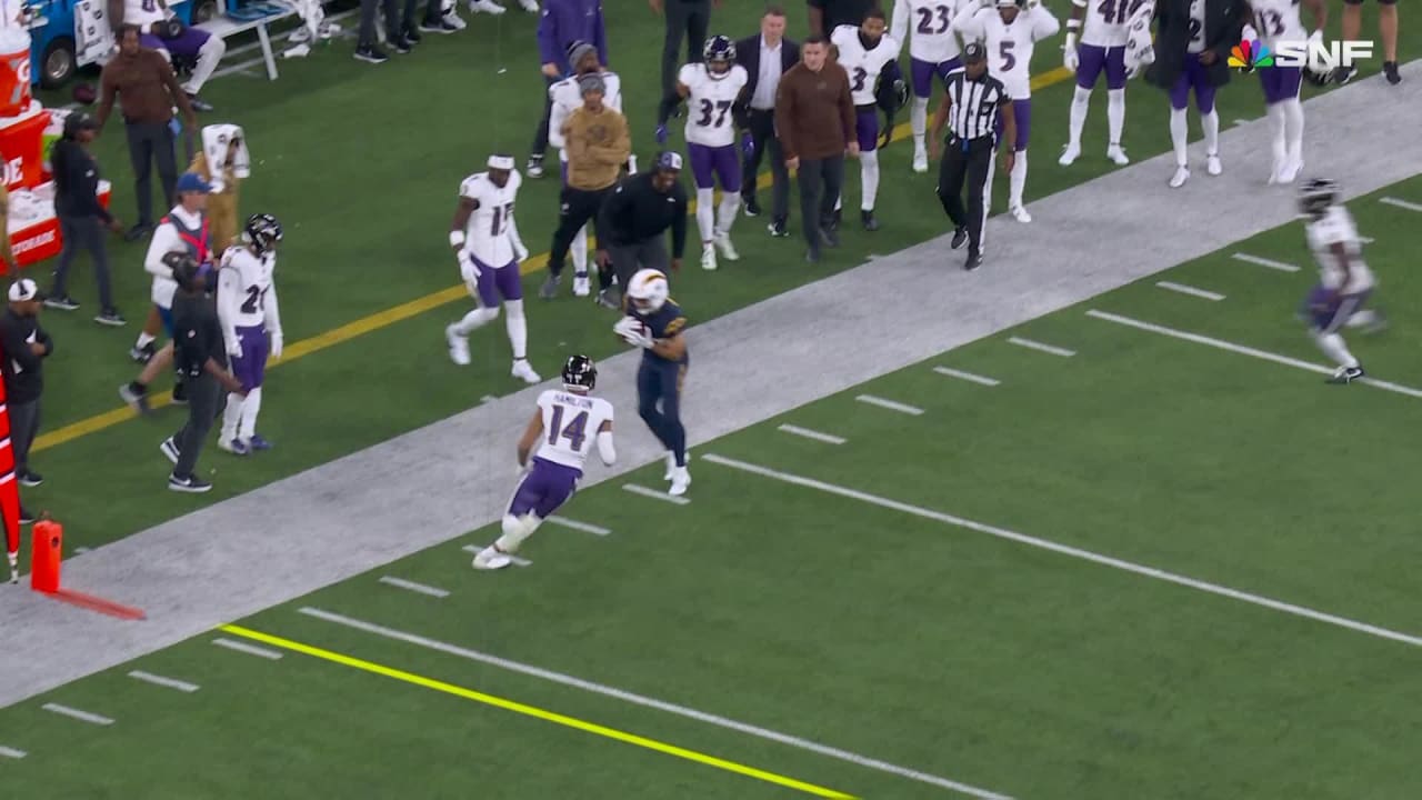 Los Angeles Chargers quarterback Justin Herbert's 17-yard sideline ...