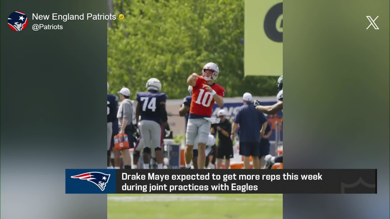 Practice highlight: New England Patriots rookie quarterback Drake Maye ...