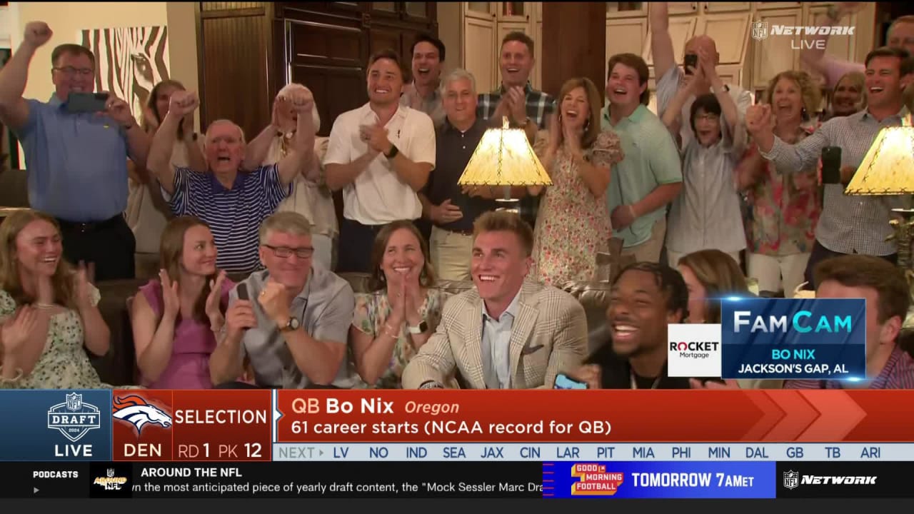 Denver Broncos select quarterback Bo Nix with No. 12 pick in 2024 draft