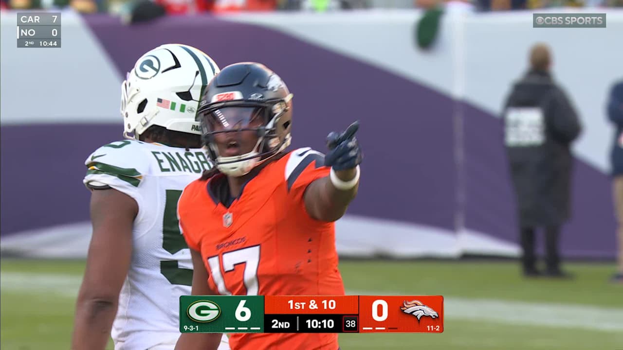 Denver Broncos wide receiver Lil'Jordan Humphrey is wide open for a 15 ...