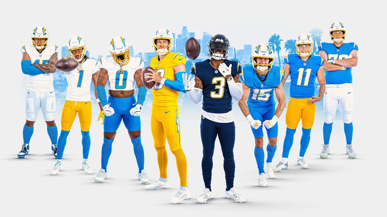 Chargers reveal gold, navy alternate uniforms, powder blue pants for ...