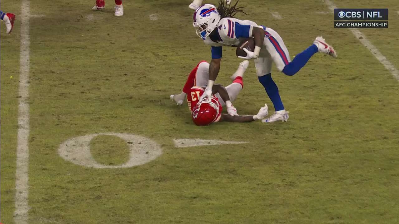 Buffalo Bills running back James Cook's wicked stiff-arm sparks 33-yard ...