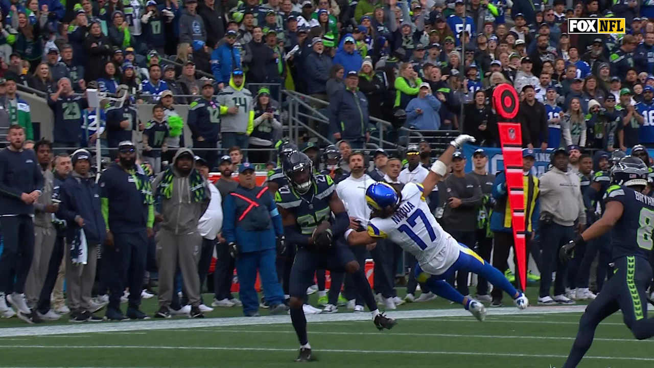 Seattle Seahawks cornerback Tariq Woolen picks off Los Angeles Rams ...