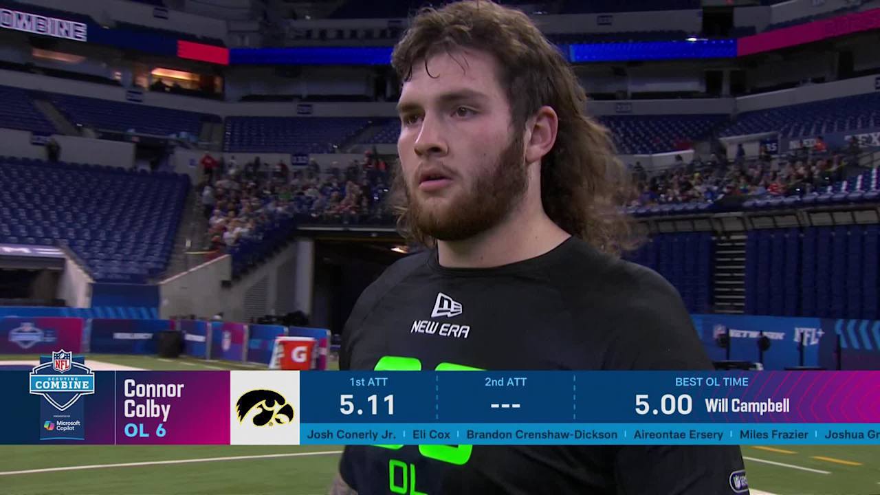 Guard Connor Colby runs official 5.11-second 40-yard dash at 2025 combine