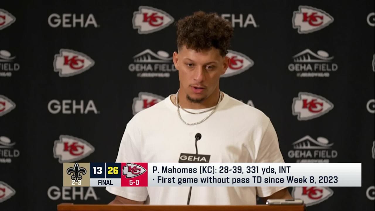 Quarterback Patrick Mahomes talks to the press following Week 5 win vs ...