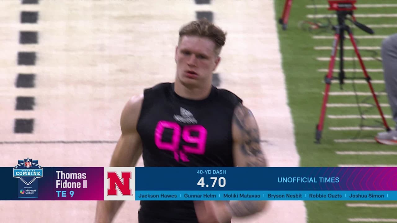 Tight end Thomas Fidone II runs official 4.70-second 40-yard dash at ...