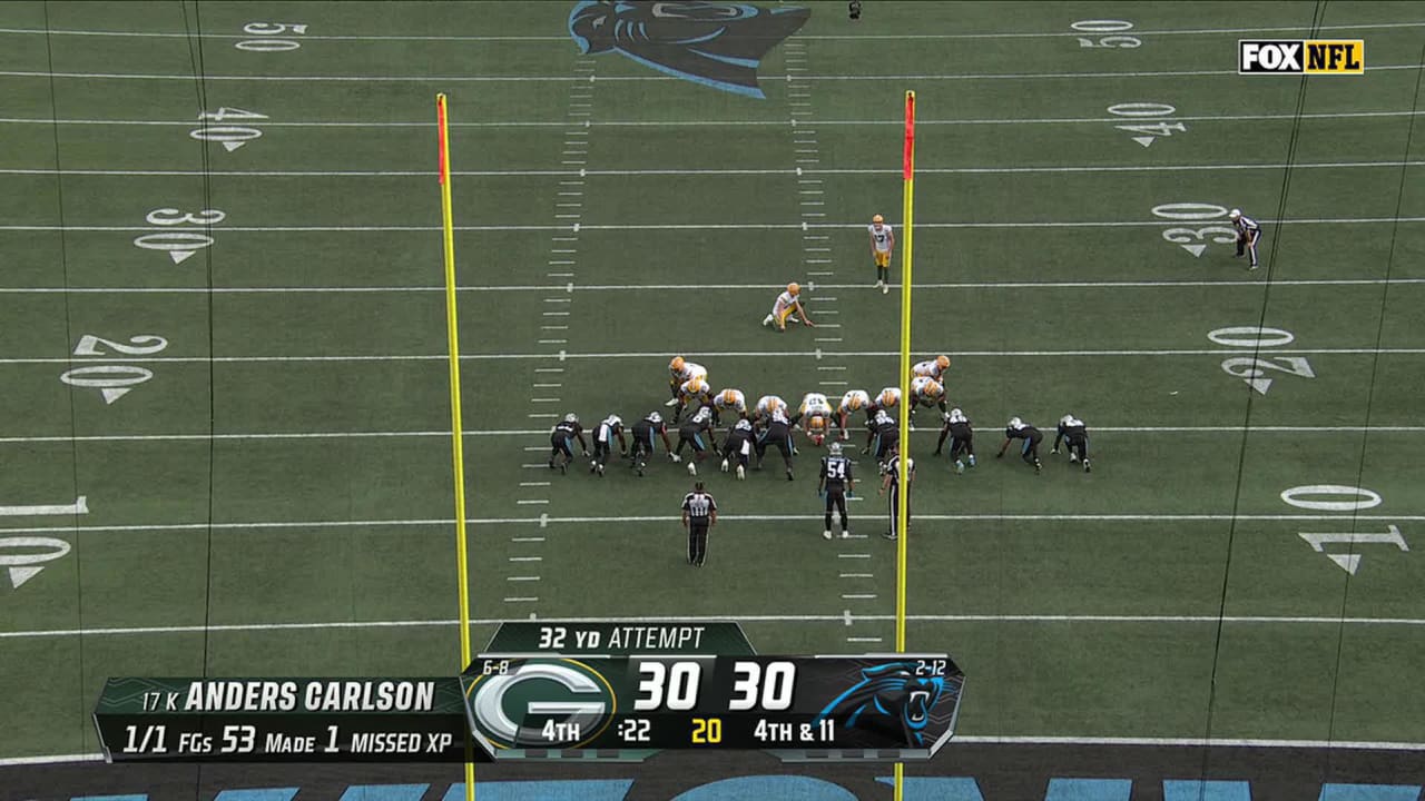 Green Bay Packers kicker Anders Carlson nails go-ahead FG vs. Carolina ...