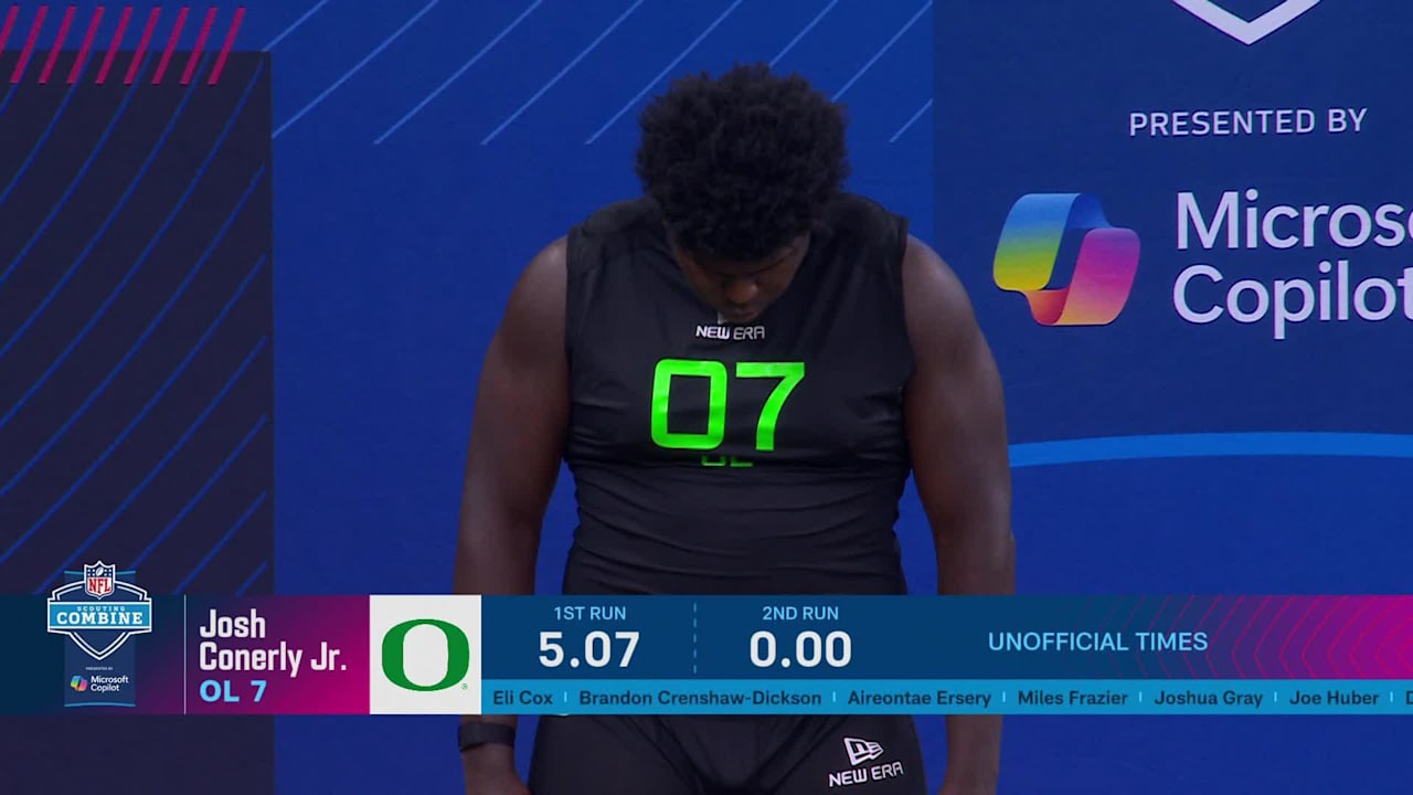 Offensive tackle Josh Conerly Jr. runs official 5.05-second 40-yard ...