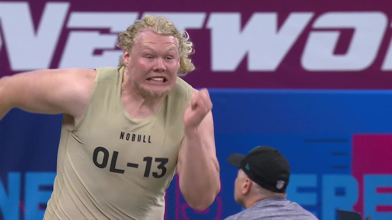 Offensive tackle Frank Crum runs official 4.94-second 40-yard dash at ...