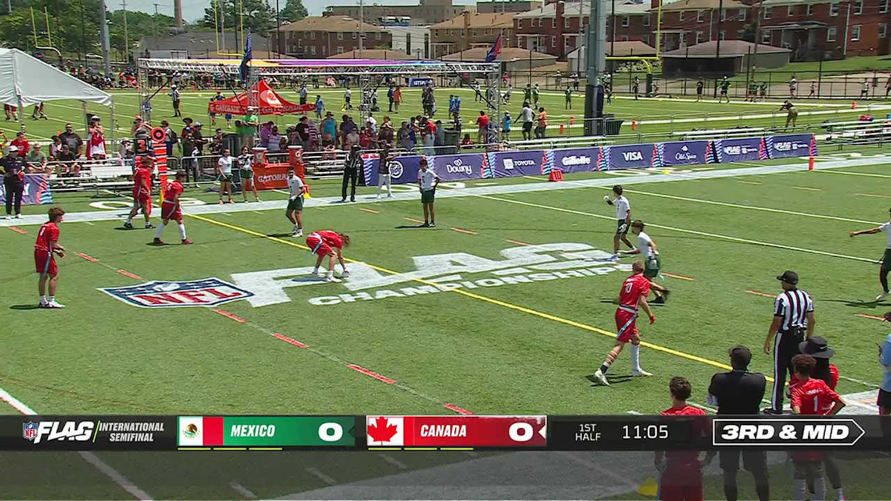 Team Canada center Dylan Ward rushes down sideline for major gain