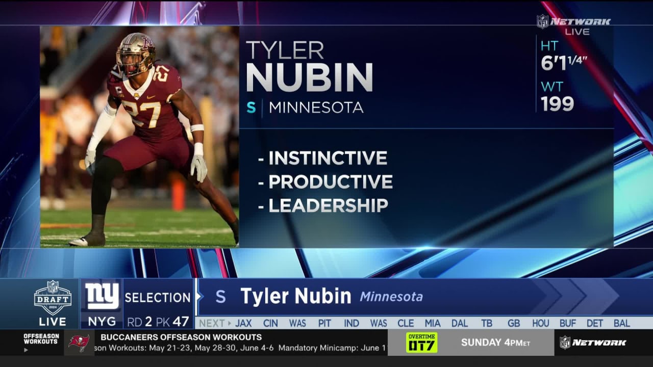 New York Giants select safety Tyler Nubin with No. 47 pick in 2024 draft
