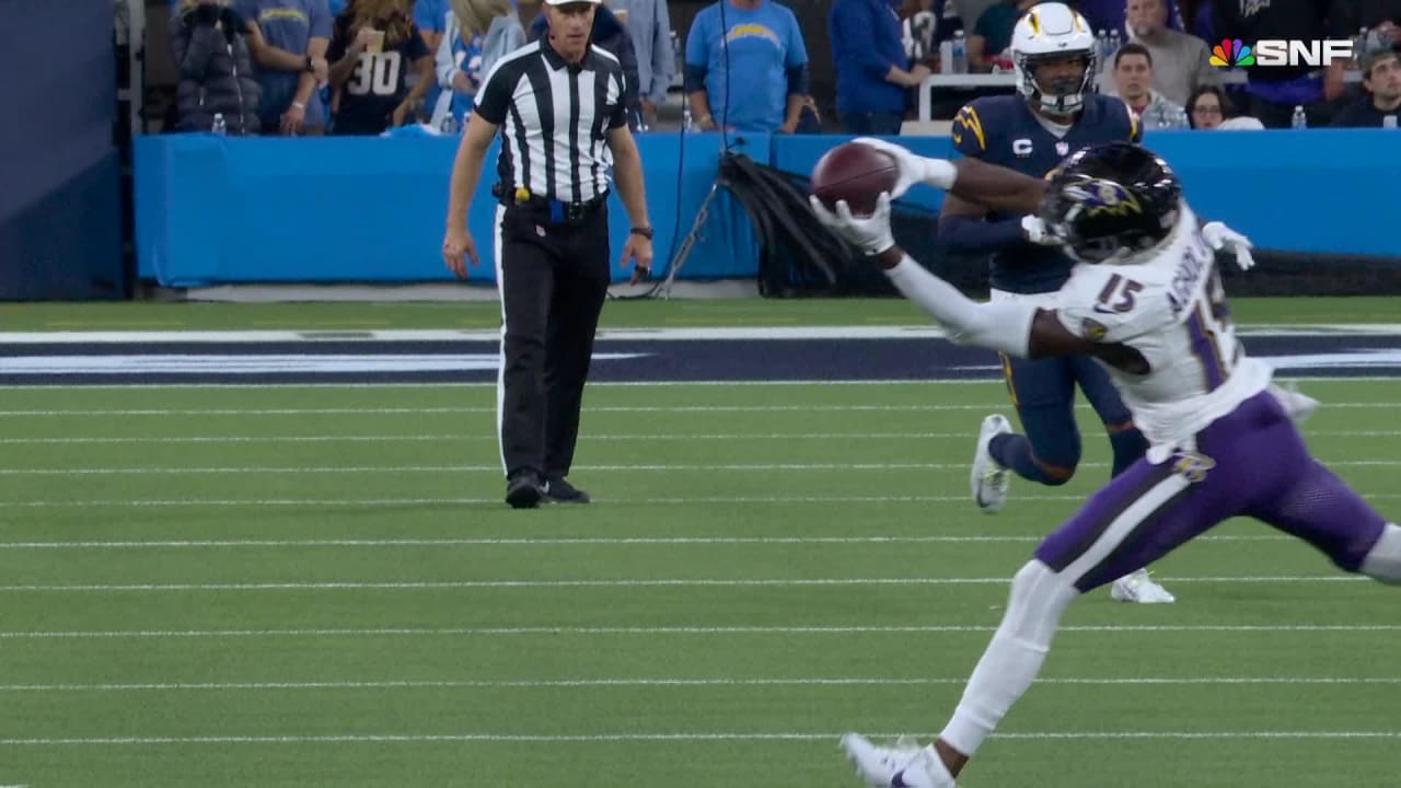 Baltimore Ravens wide receiver Nelson Agholor's outstretched arms ...