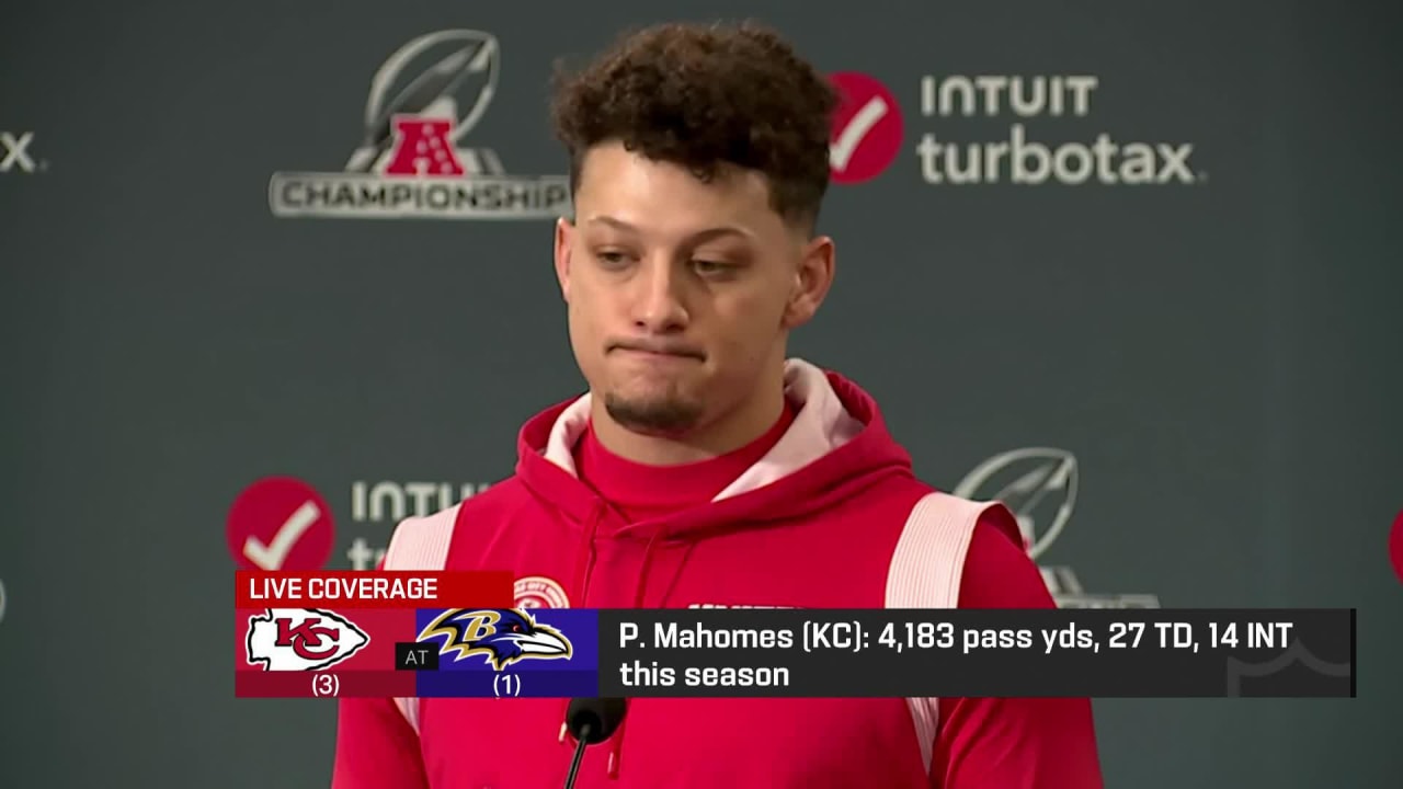Kansas City Chiefs quarterback Patrick Mahomes addresses media at ...