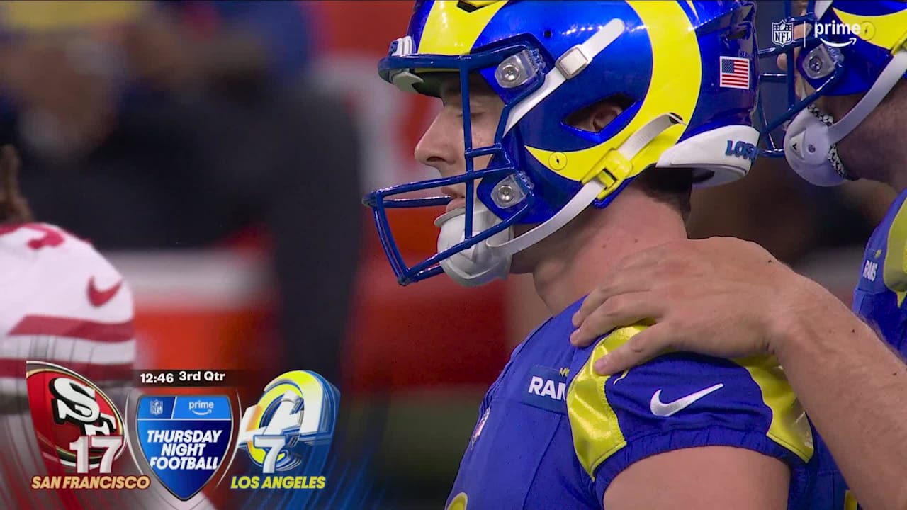 Los Angeles Rams kicker Joshua Karty's 53-yard missed kick goes wide right