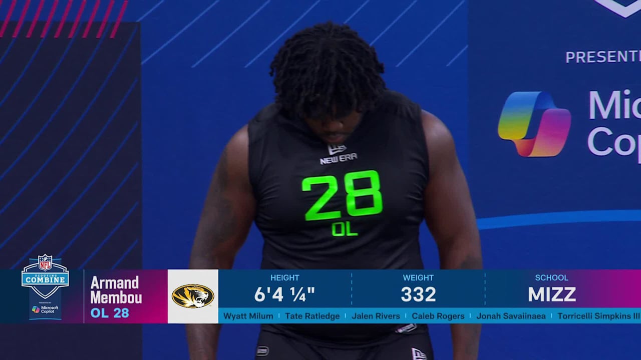 Offensive tackle Armand Membou runs official 4.91-second 40-yard dash ...