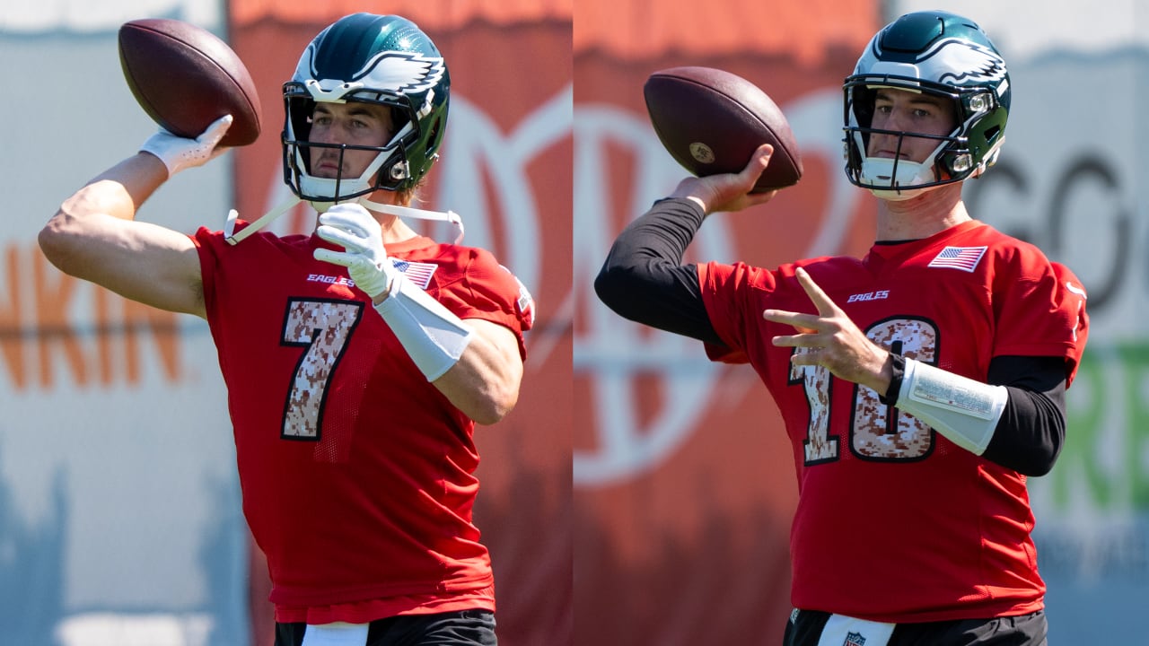 Eagles OC Kellen Moore weighs in on Kenny Pickett, Tanner McKee QB2 reps