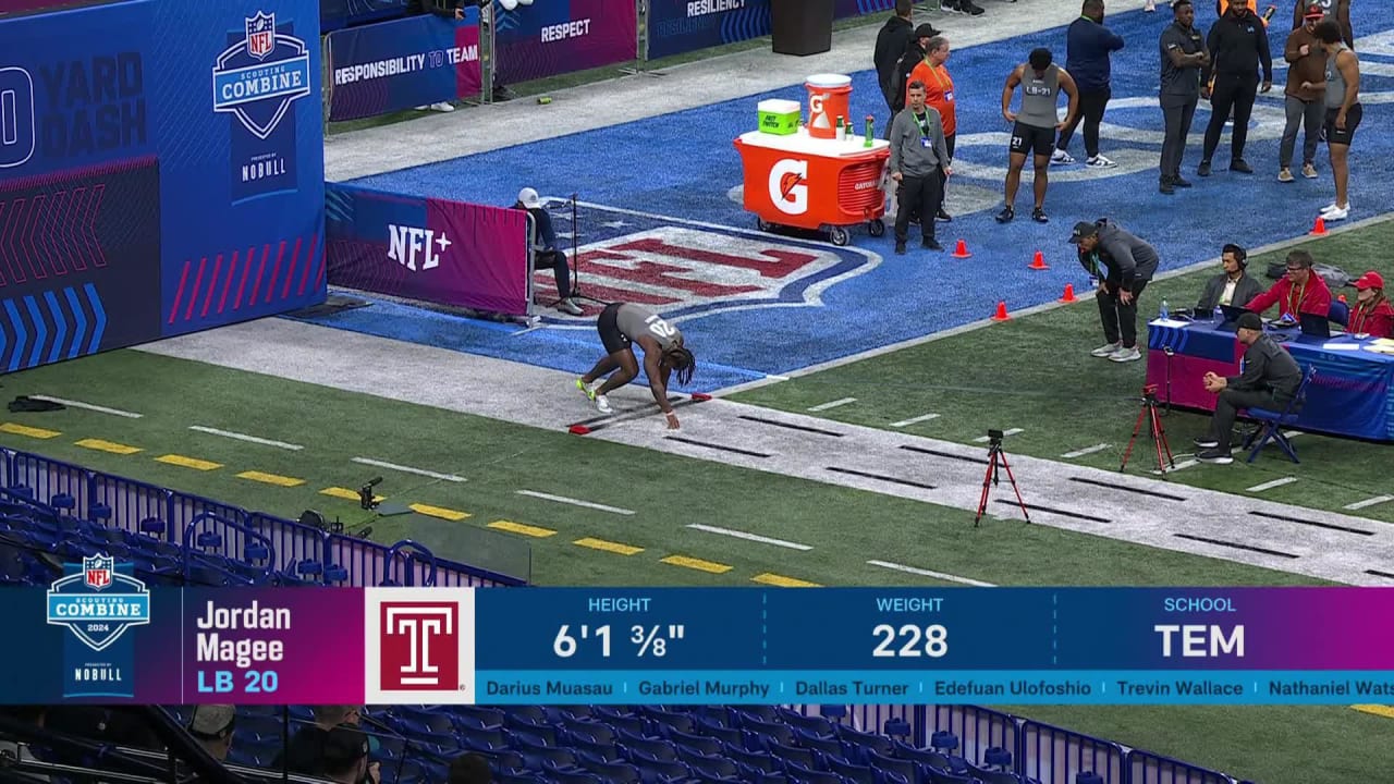 Linebacker Jordan Magee runs official 4.55-second 40-yard dash at 2024 ...
