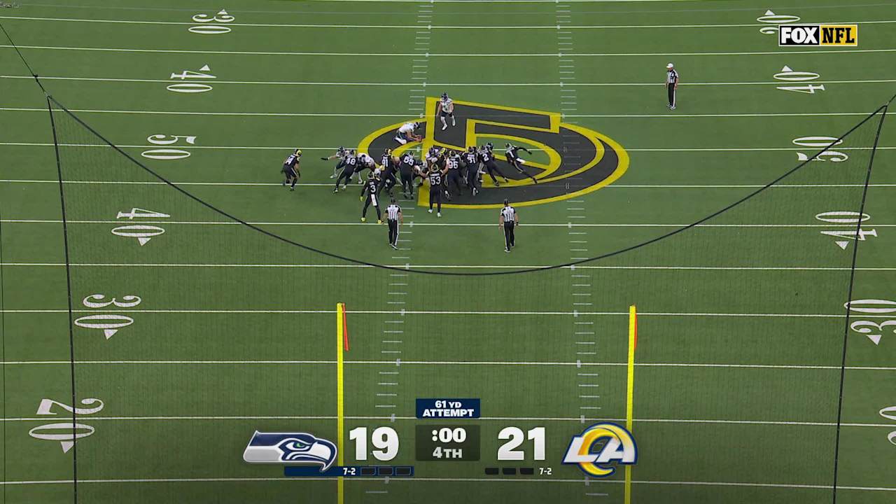 Seattle Seahawks kicker Jason Myers' 61-yard field goal attempt is wide ...