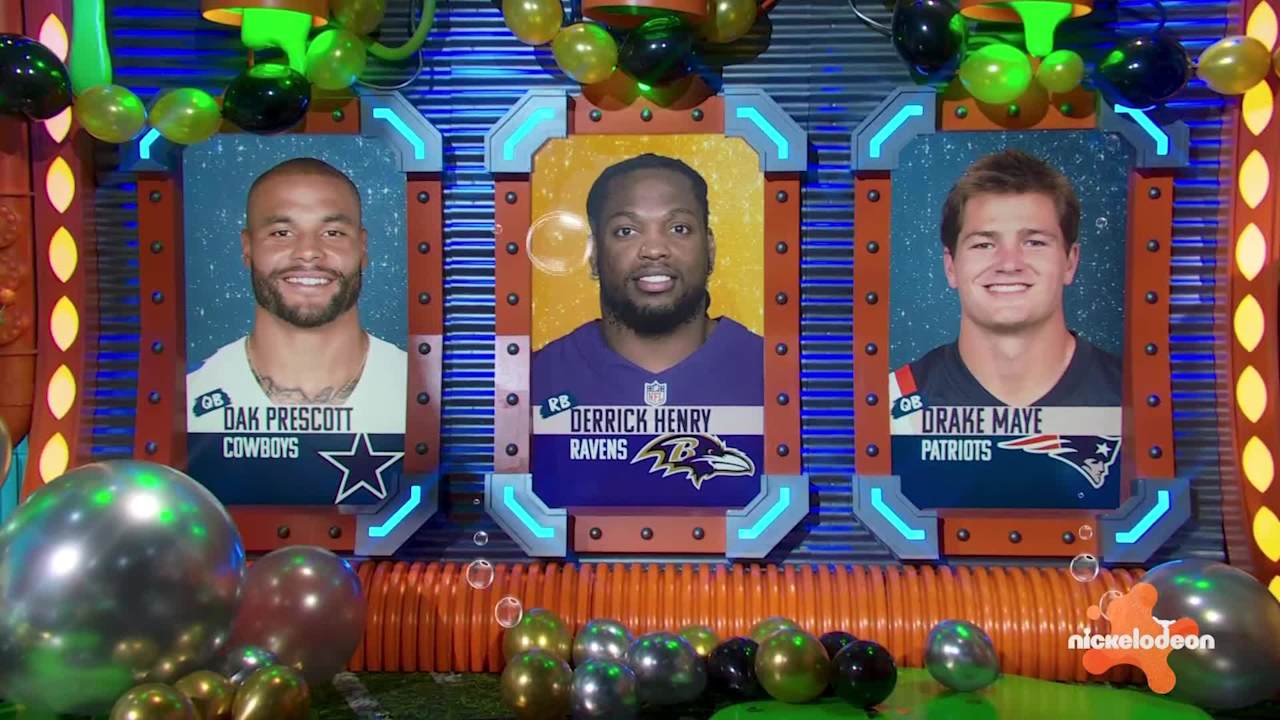 Sandy Cheeks announces Baltimore Ravens running back Derrick Henry as ...