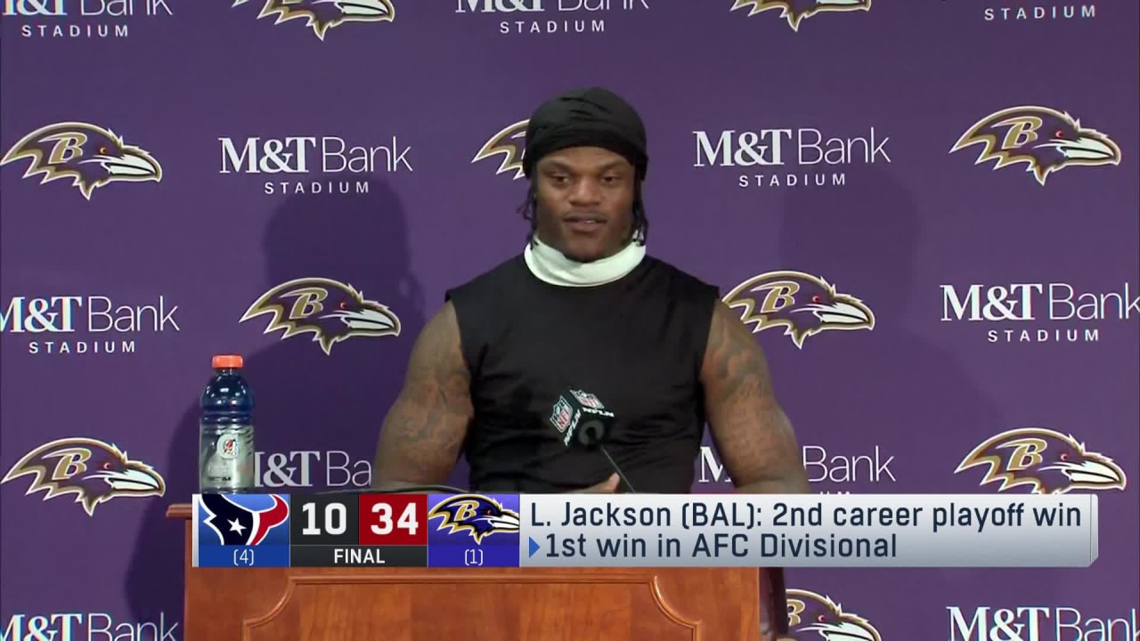 Baltimore Ravens quarterback Lamar Jackson reacts to Ravens' Divisional ...