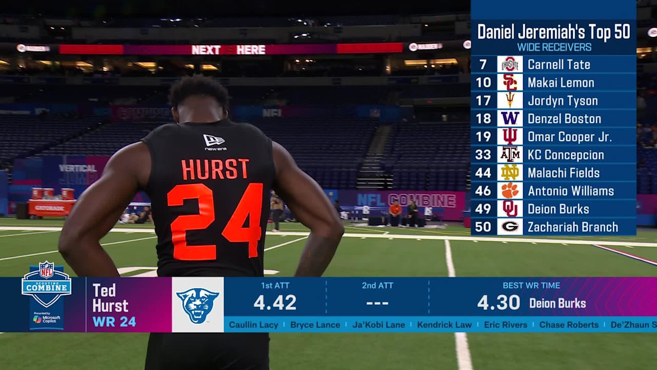 Wide receiver Ted Hurst runs official 4.42-second 40-yard dash at 2026 ...