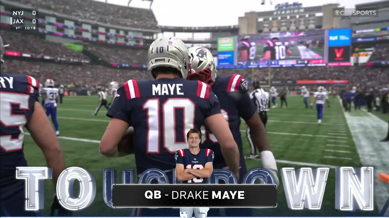 New England Patriots quarterback Drake Maye takes the keeper to the ...