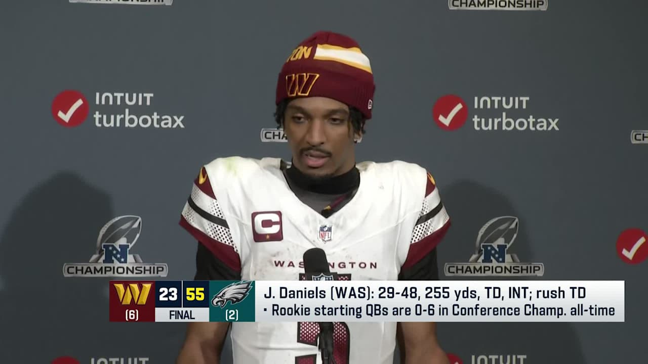 Washington Commanders quarterback Jayden Daniels after loss to ...