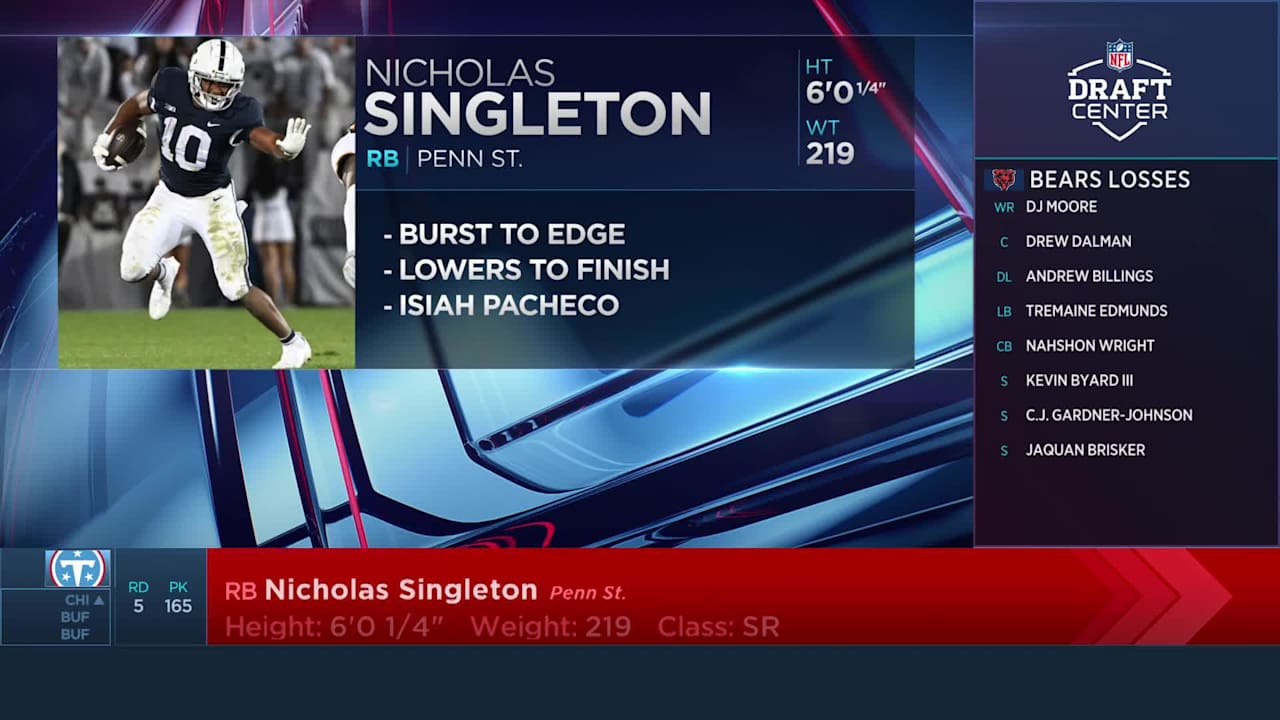 Tennessee Titans select running back Nicholas Singleton with No. 165 ...