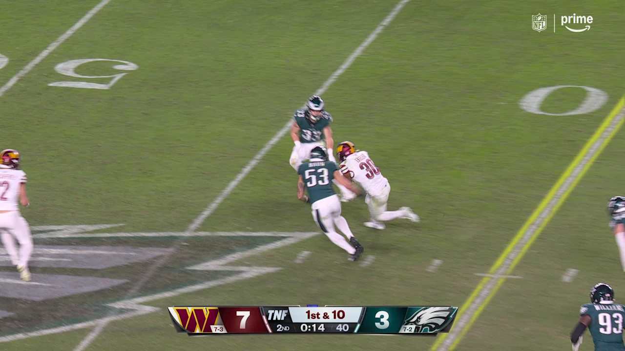 Washington Commanders running back Austin Ekeler bursts upfield for 18 ...