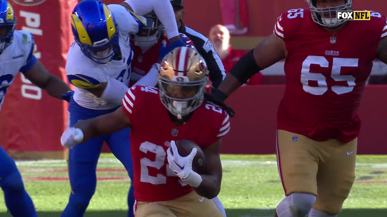 San Francisco 49ers running back Jordan Mason hits hole for 16-yard ...