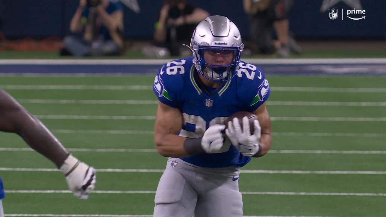 Seattle Seahawks rookie running back Zach Charbonnet turns on the jets ...