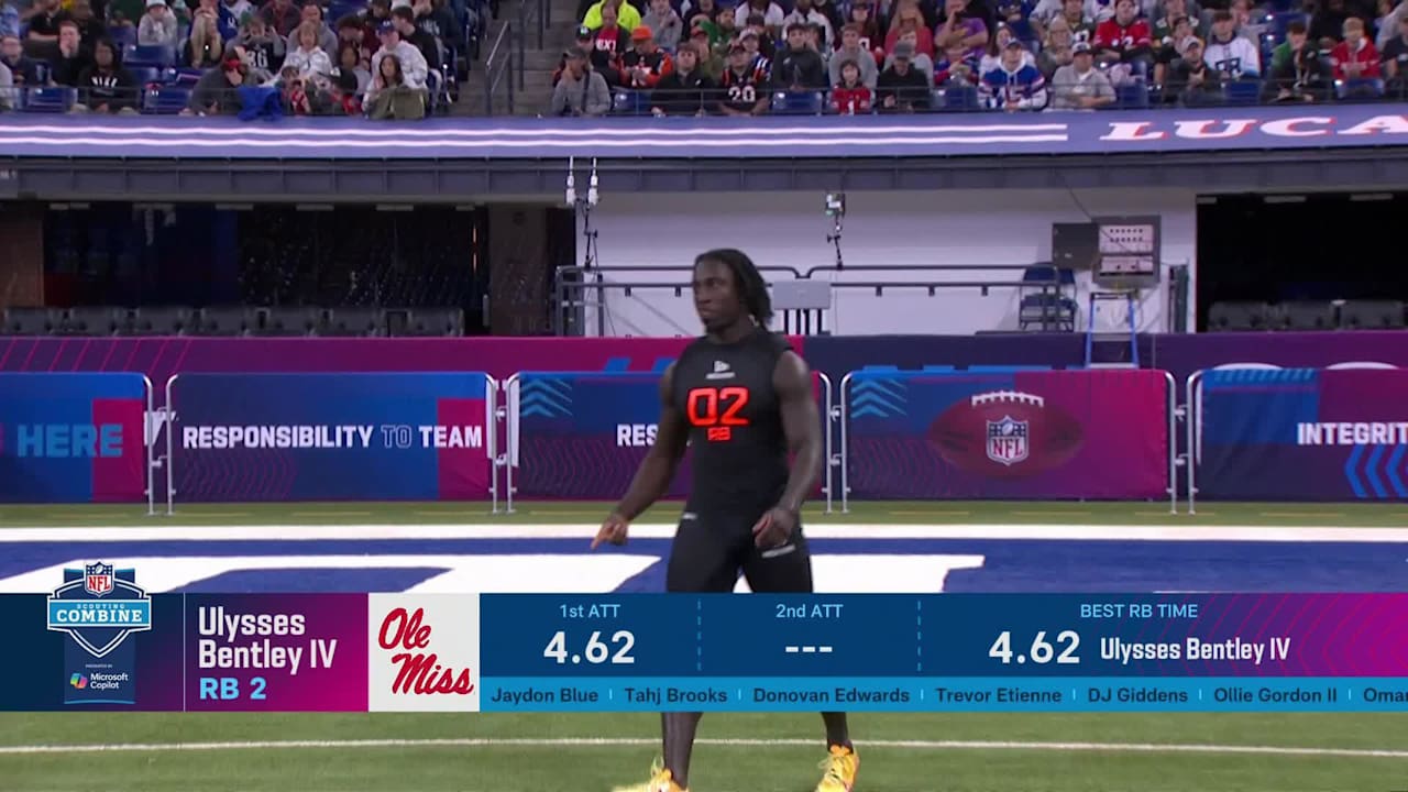Running back Ulysses Bentley IV runs official 4.62-second 40-yard dash ...