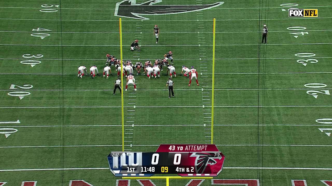 Atlanta Falcons kicker Riley Patterson's 43-yard field goal attempt is ...
