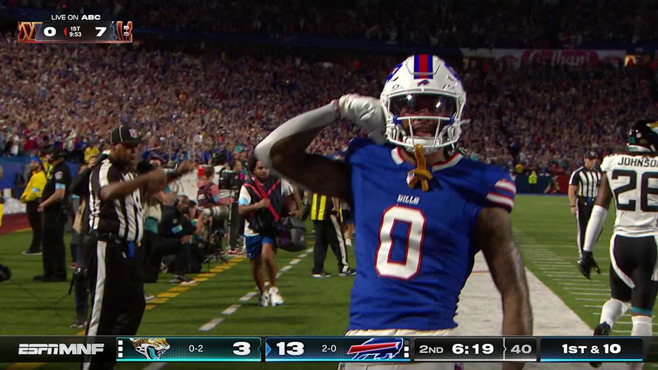 Buffalo Bills rookie wide receiver Keon Coleman notches first career touchdown with a 24-yard ...