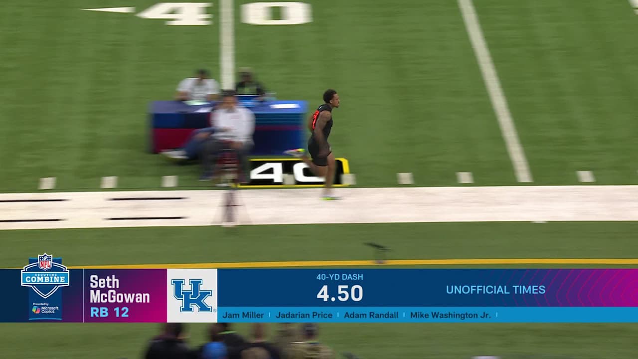 Running back Seth McGowan runs official 4.49-second 40-yard dash at ...
