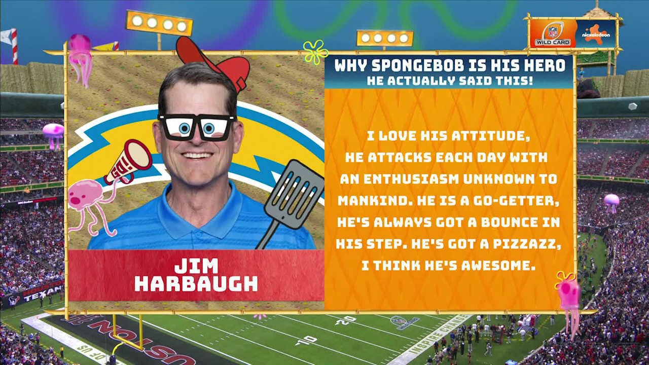 Los Angeles Chargers head coach Jim Harbaugh explains why SpongeBob is ...