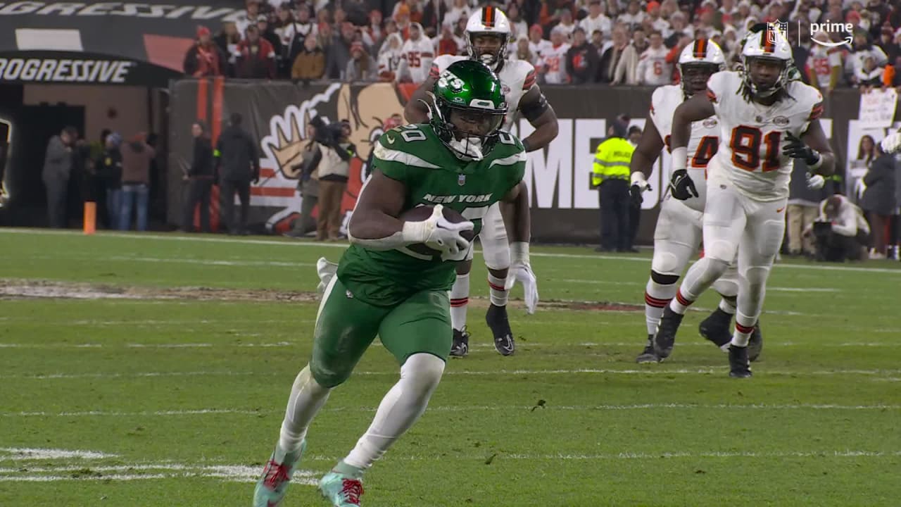 New York Jets running back Breece Hall takes Jets quarterback Trevor ...