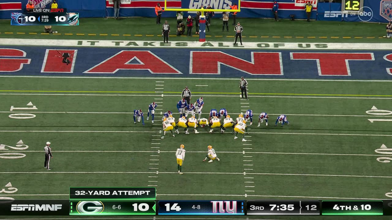 Green Bay Packers Anders Carlson's 32-yard FG trims New York Giants ...