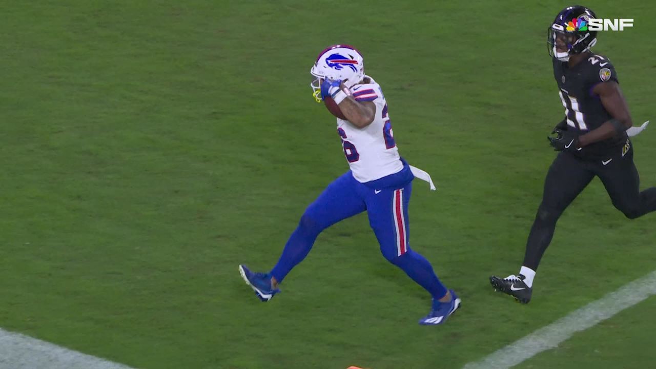 Buffalo Bills running back Ty Johnson bounces outside for a touchdown ...